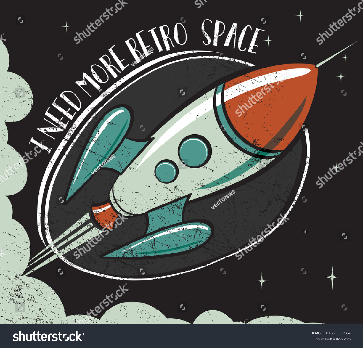 Vektor Stok Vector Space Slogans Rocket Illustration (Tanpa Royalti ...