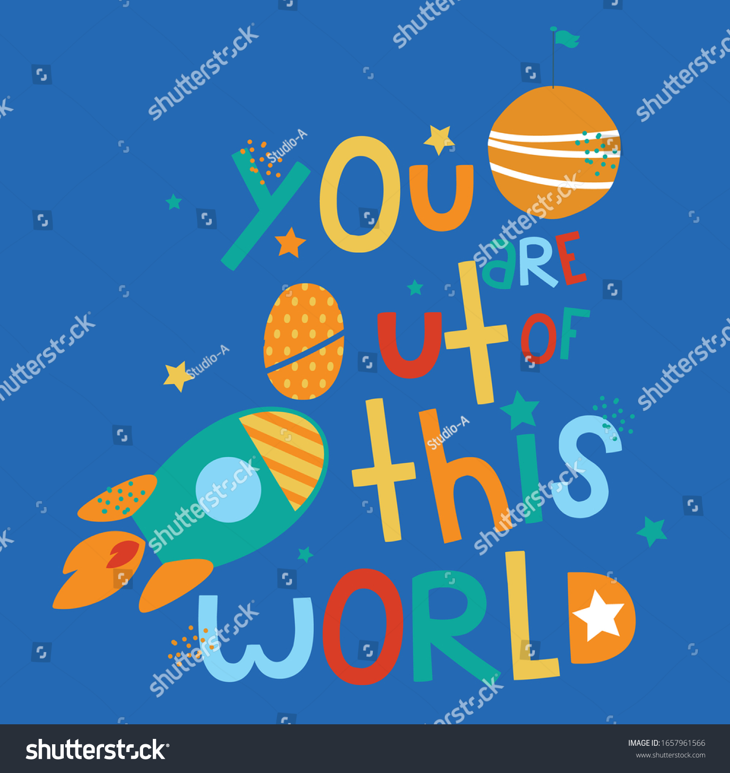 Vector Space Slogans Rocket Illustration Stock Vector (Royalty Free ...