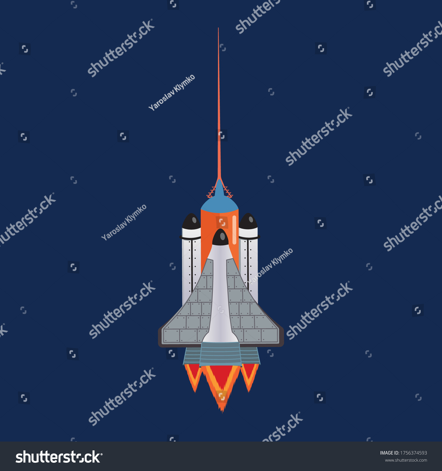 Vector Spaceship Fighter Blaster Stock Vector (Royalty Free) 1756374593 ...
