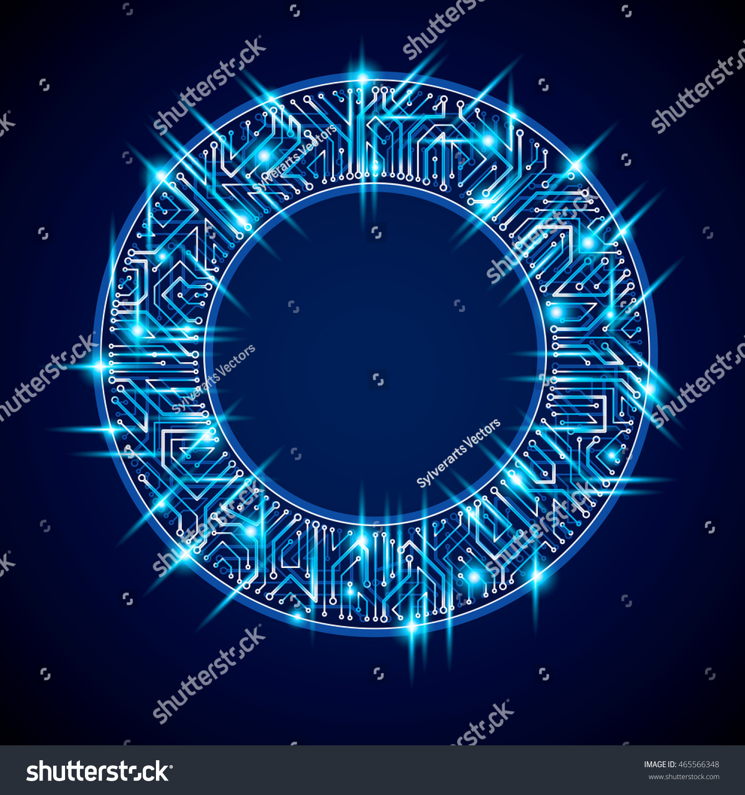 Vector Sparkling Circuit Board Circle Digital Stock Vector (Royalty ...