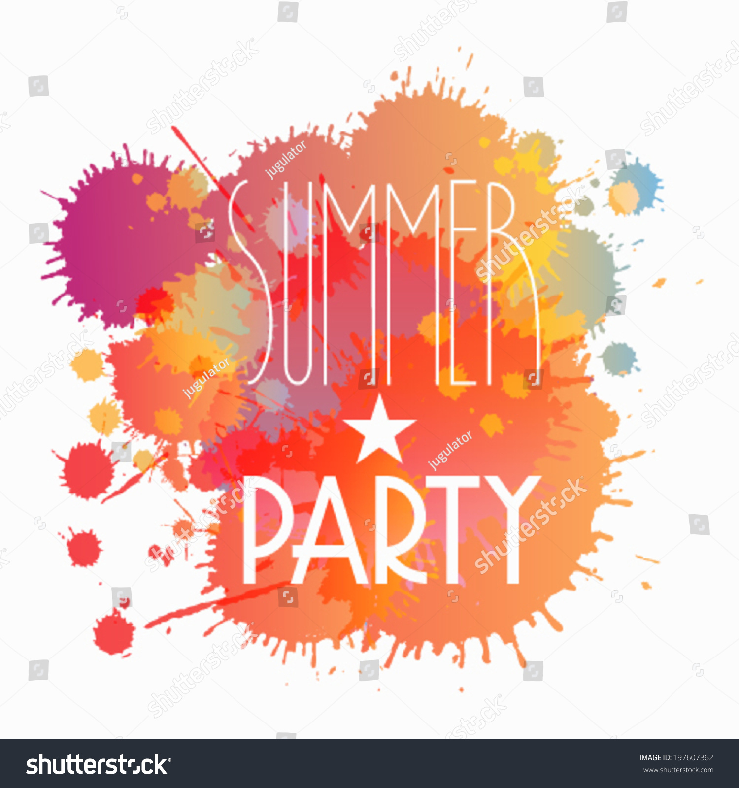 Vector Splattered Summer Party Background Illustration: เวกเตอร์สต็อก ...