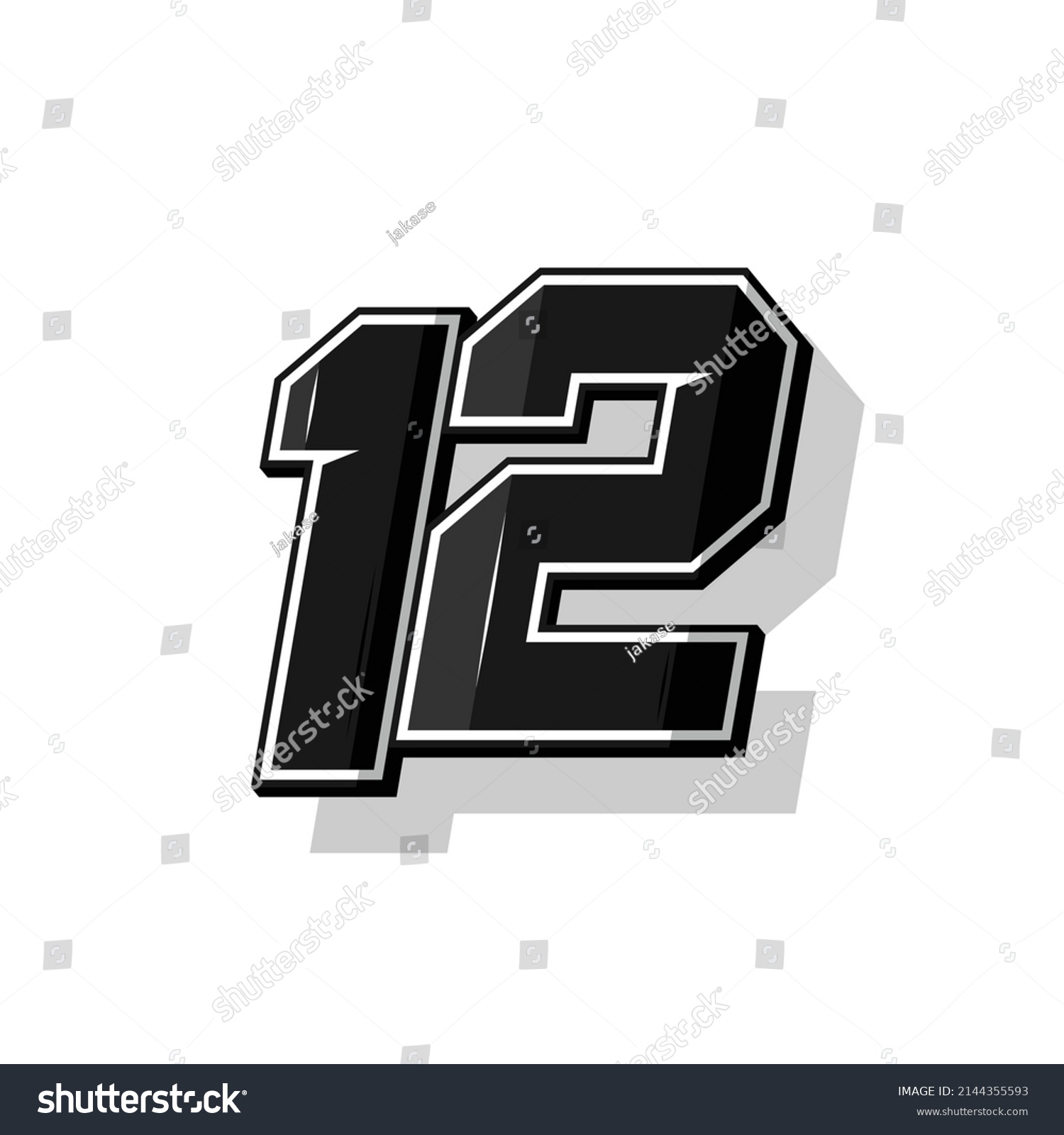 Vector Sports Numbers 12 Simple Design Stock Vector (Royalty Free ...