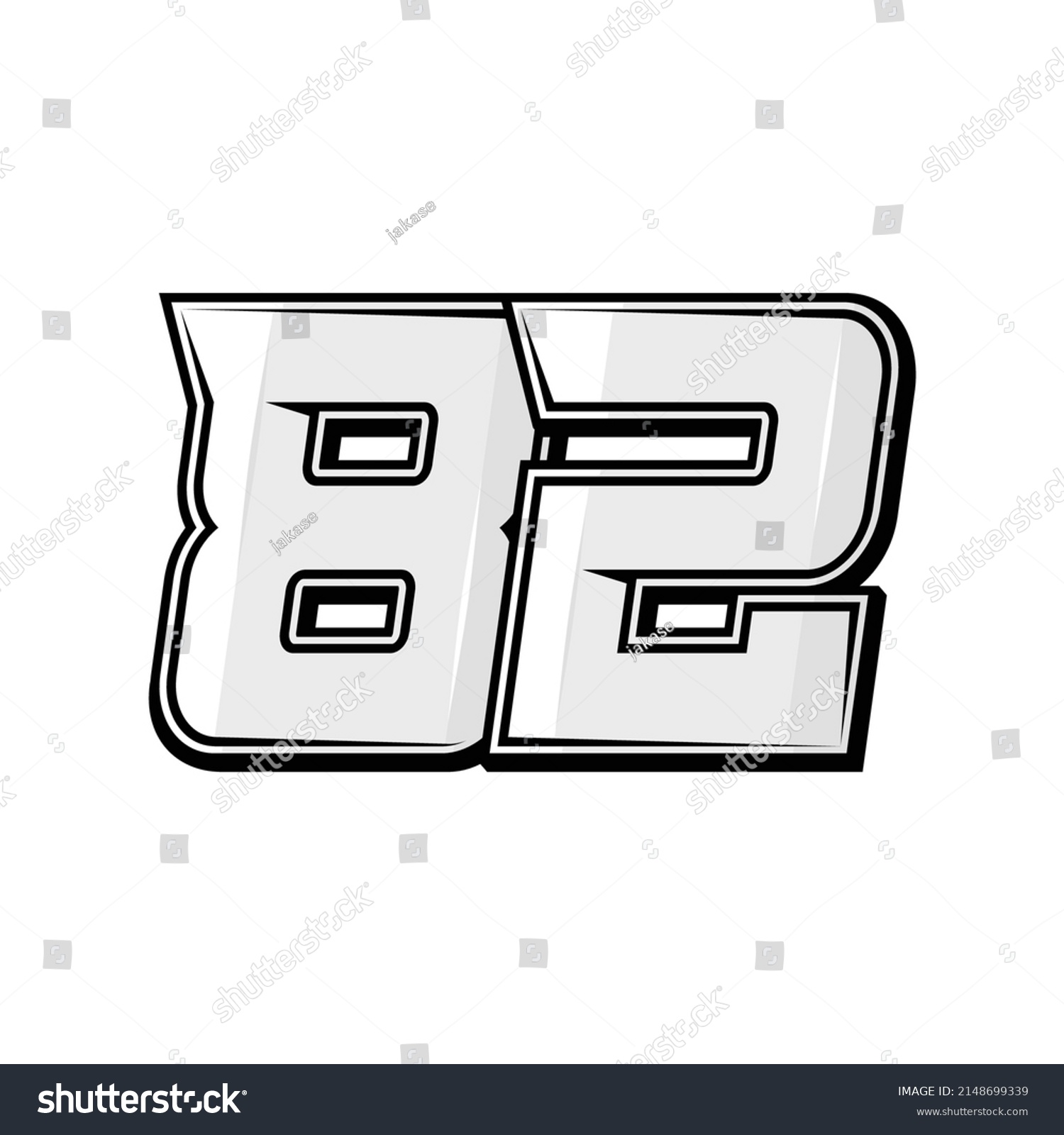 Vector Sports Numbers 82 Simple Design Stock Vector (Royalty Free ...
