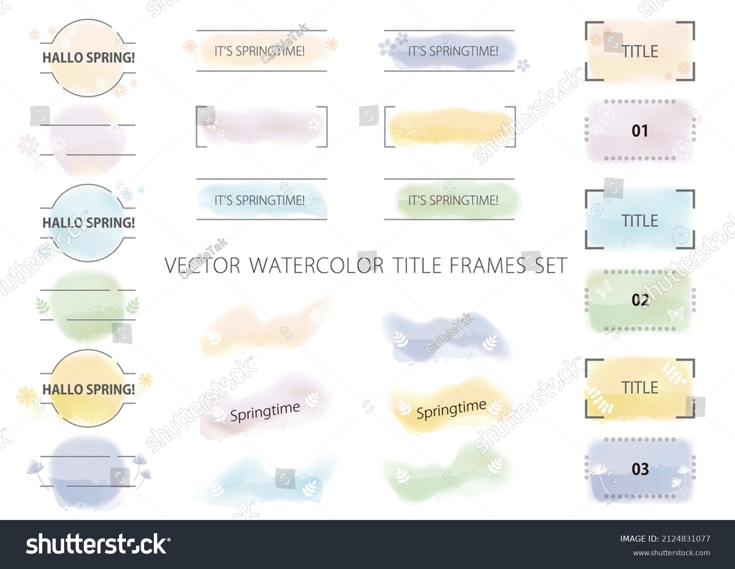 Vector Springtime Watercolor Title Frames Set Stock Vector (Royalty ...