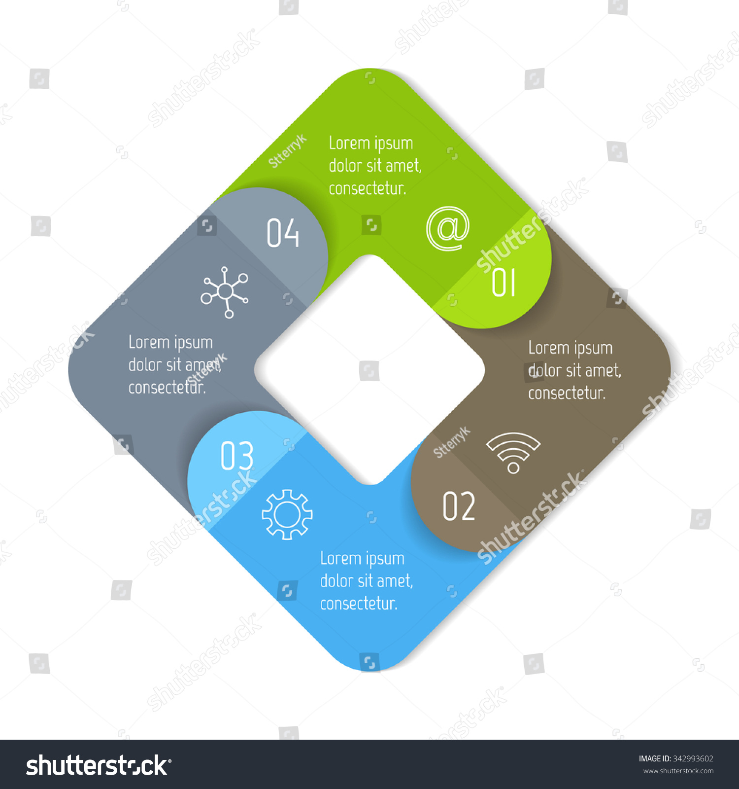 Vector Square Connected Infographic Diagram Circular 스톡 벡터(로열티 프리 ...