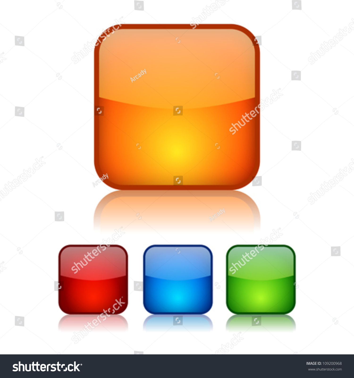 Vector Square Glassy Buttons Eps10 Illustration Stock Vector (Royalty ...