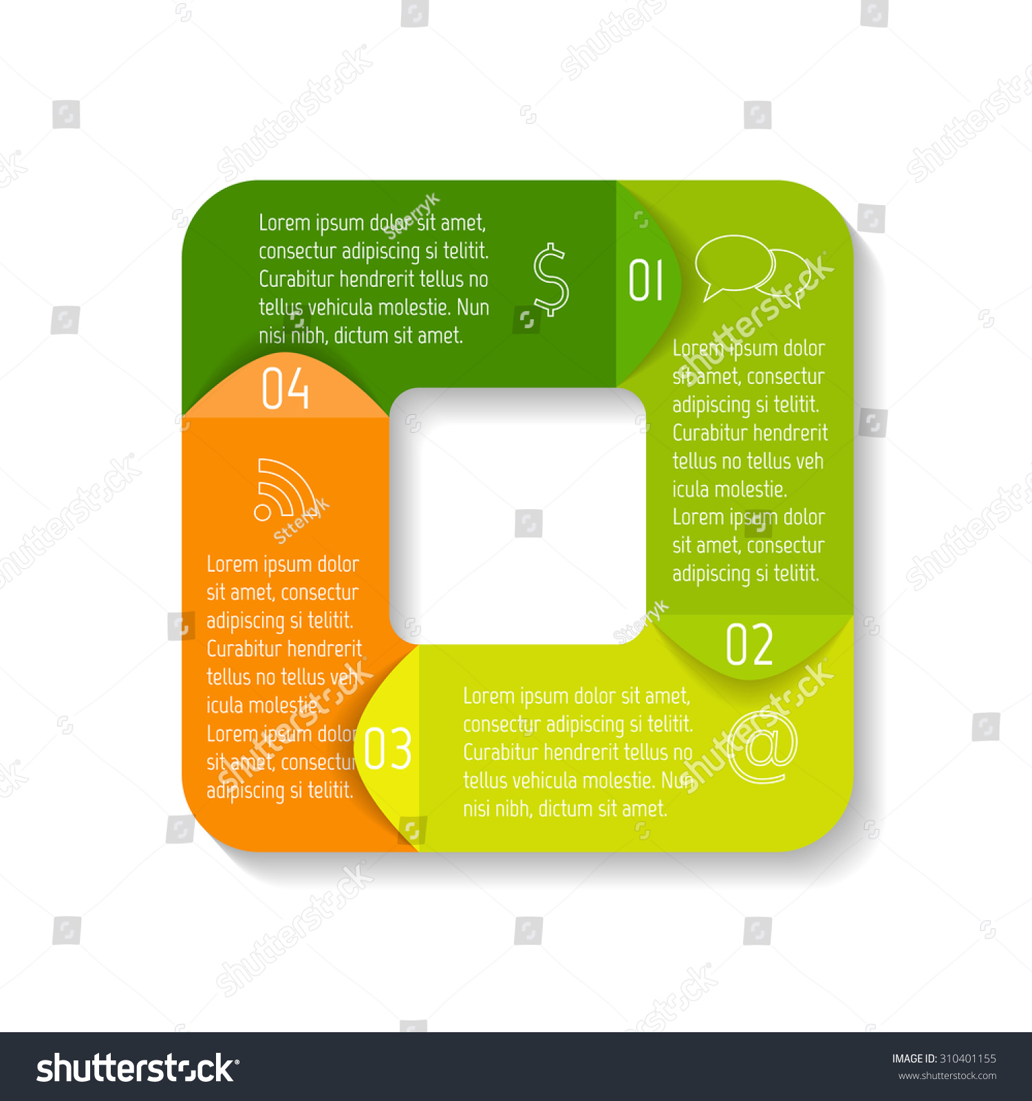 Vector Square Infographic Diagram Connected Chart Stock Vector (Royalty ...