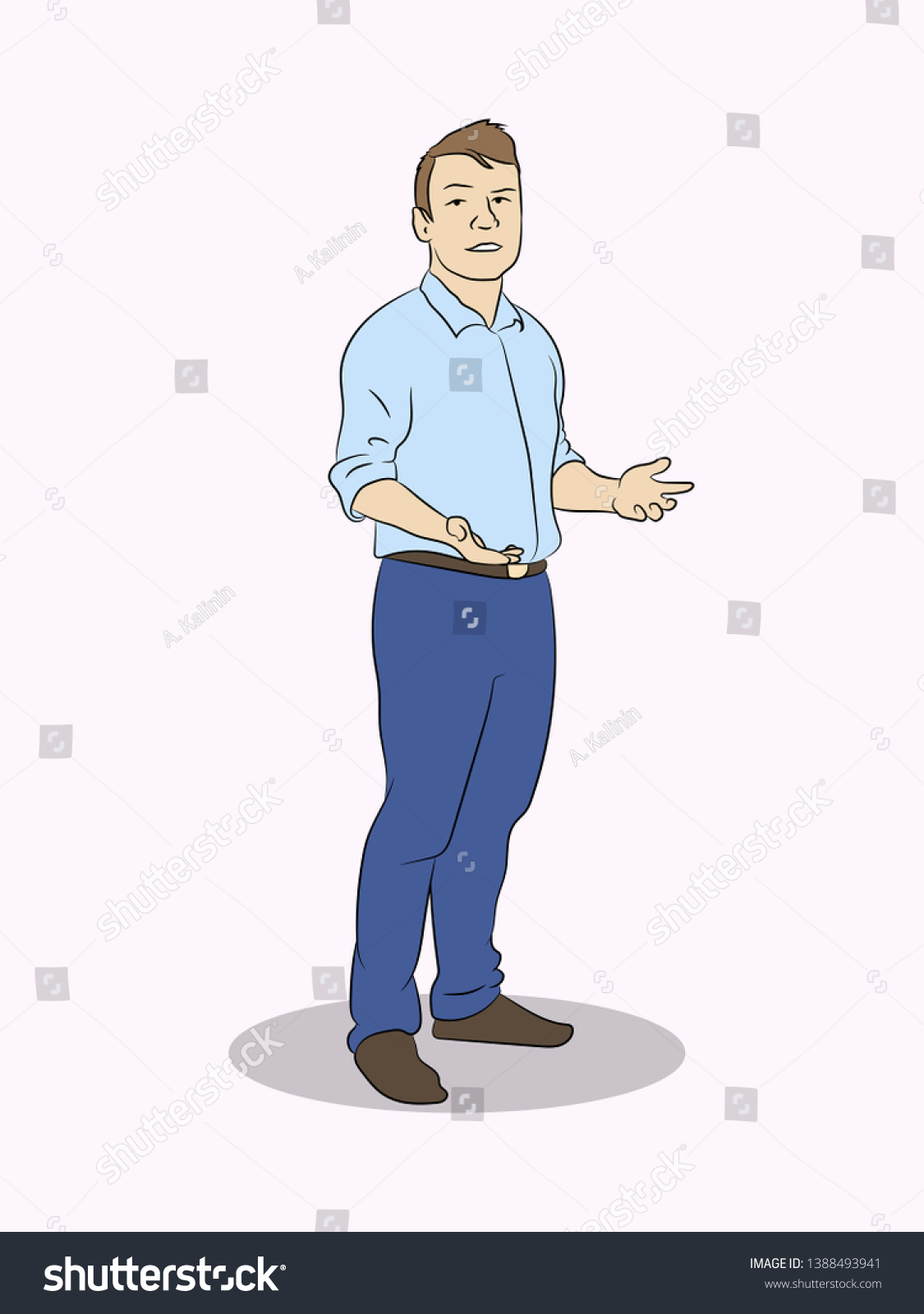 Vector Standing Realistic Young Man Stock Vector (Royalty Free ...