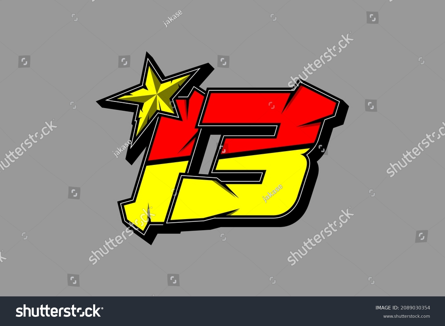 Vector Star Racing Number 13 Flat Stock Vector (Royalty Free ...