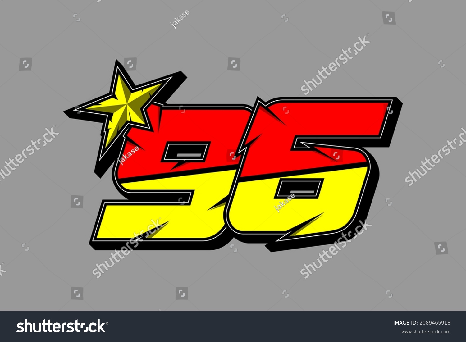Vector Star Racing Number 96 Flat Stock Vector (Royalty Free) 2089465918