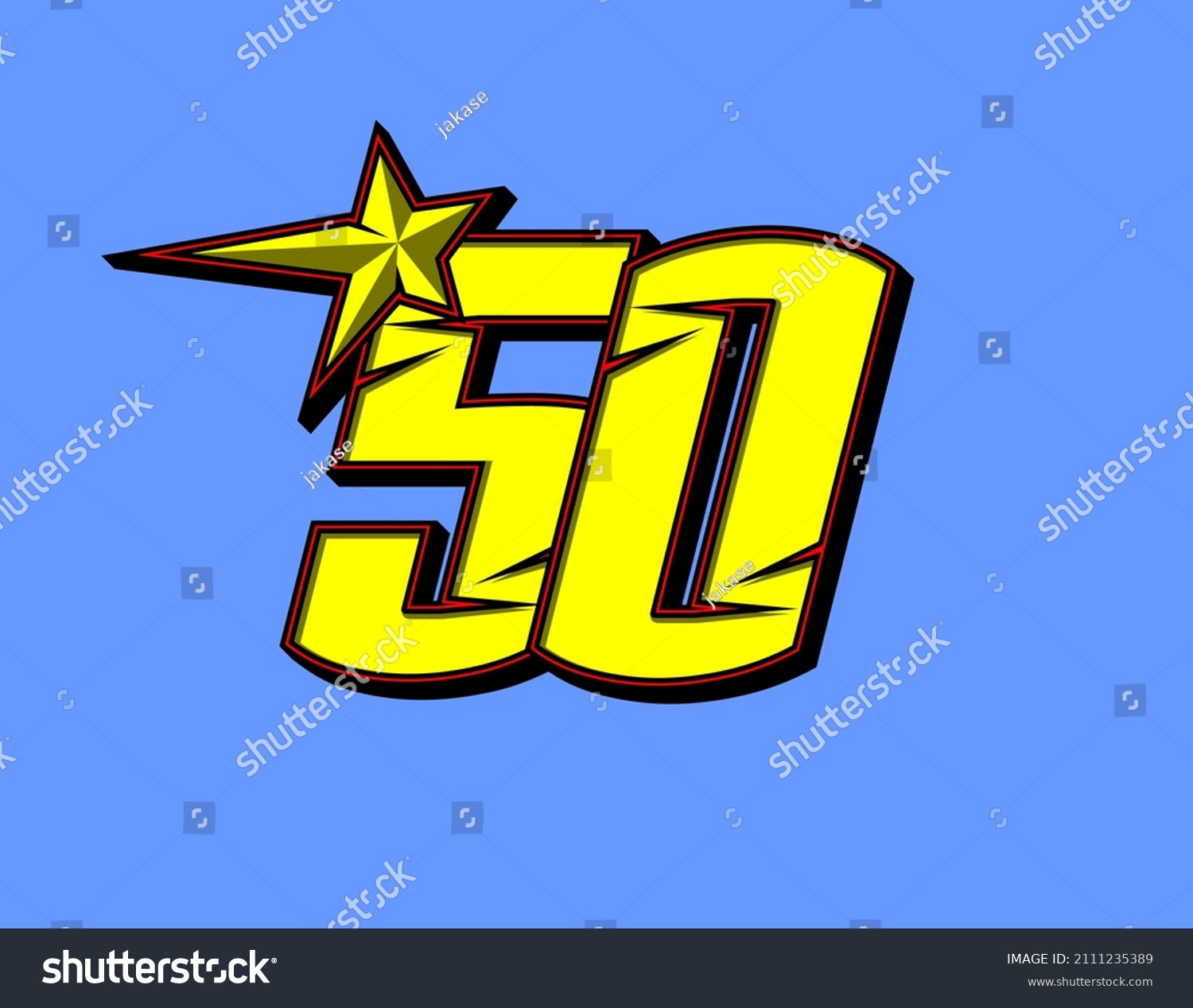 Vector Star Racing Number 50 Flat Stock Vector (Royalty Free) 2111235389