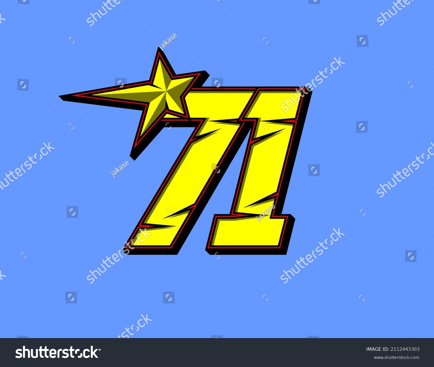 Vector Star Racing Number 71 Flat Stock Vector (Royalty Free ...