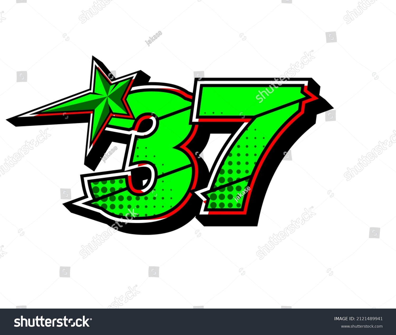 Vector Star Racing Number 37 Flat Stock Vector (Royalty Free ...