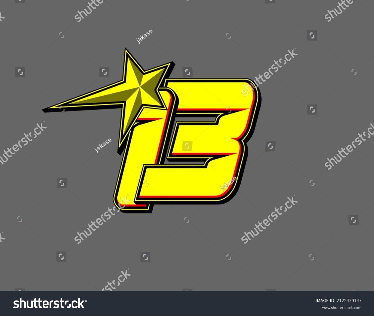 Vector Star Racing Number 13 Flat Stock Vector (Royalty Free ...