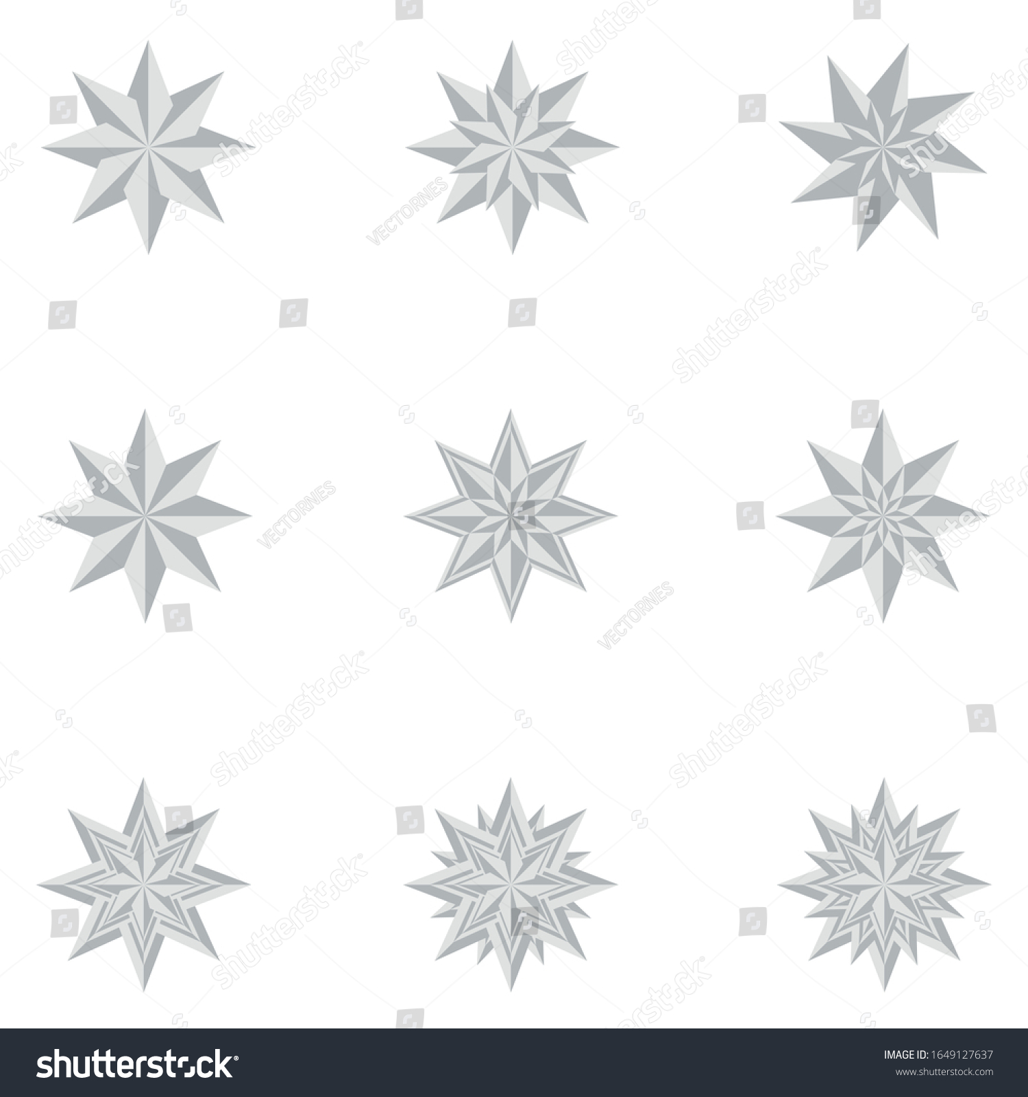 Vector Star Shapes Beveled Ornate Set Stock Vector (Royalty Free ...