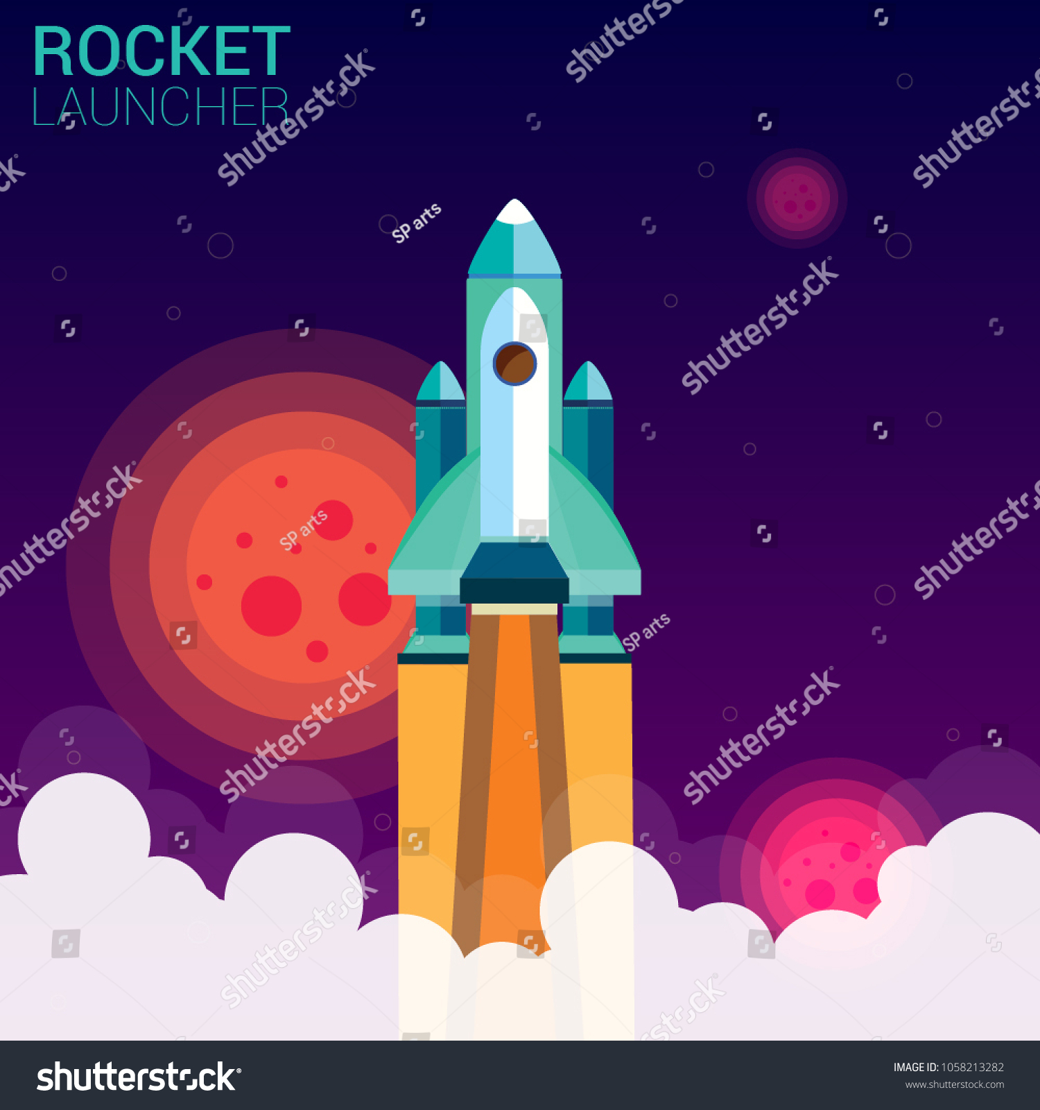 Vector Startup Illustration Rocket Ship Launch: vector de stock (libre ...