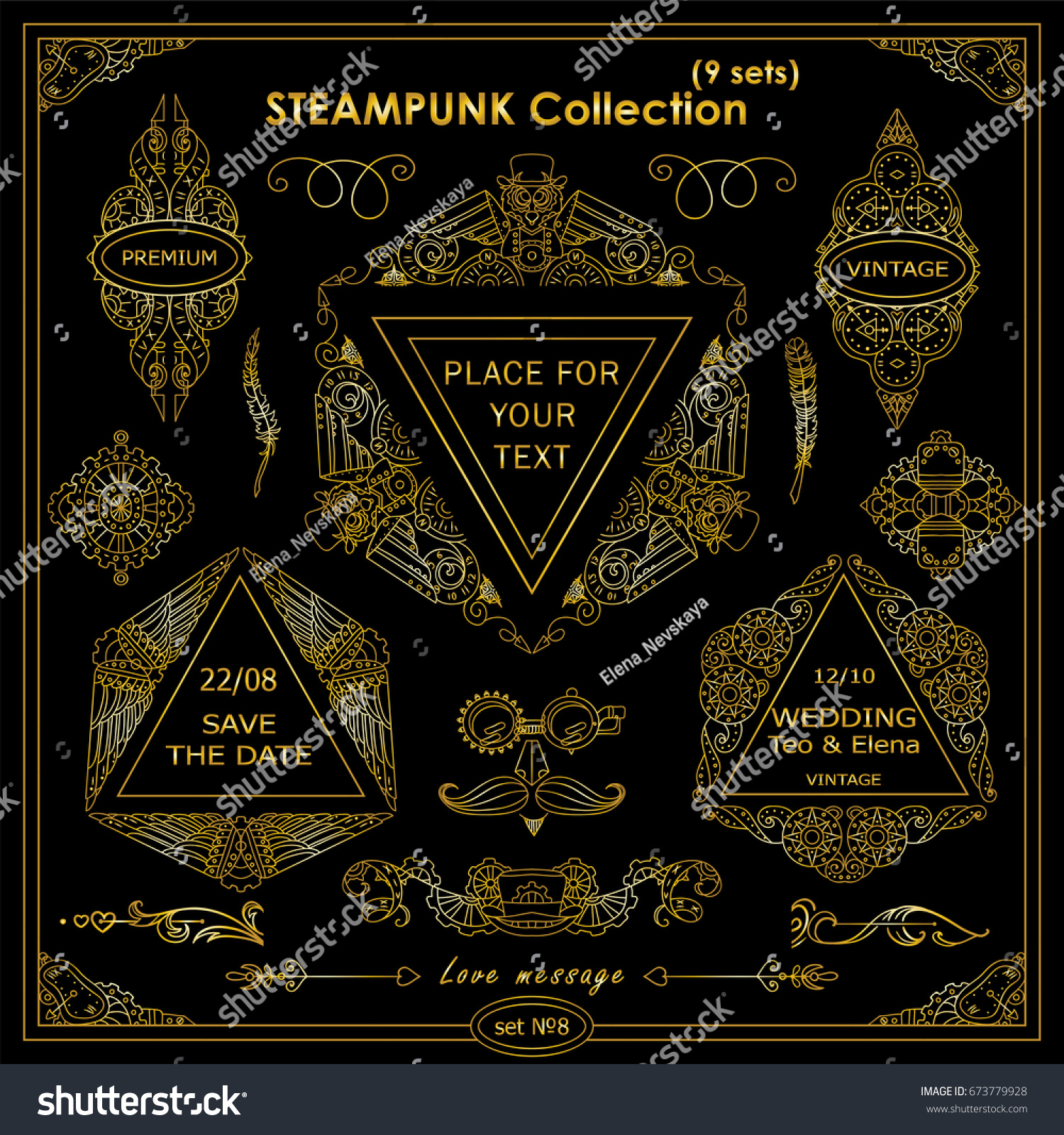 Vector Steampunk Elements Vintage Corners Frames: เวกเตอร์สต็อก (ปลอด ...