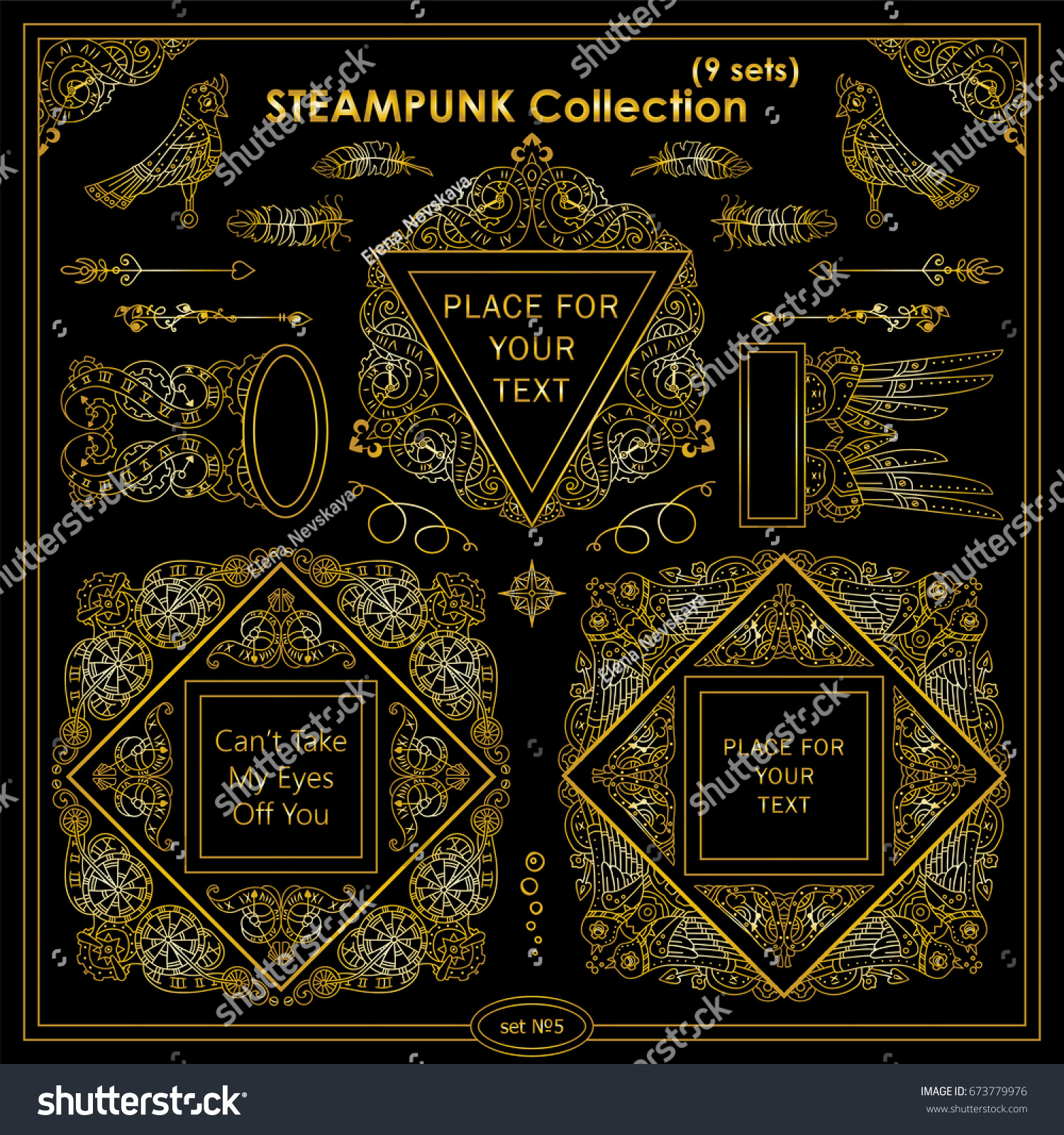 Vector Steampunk Elements Vintage Corners Frames: vector de stock ...