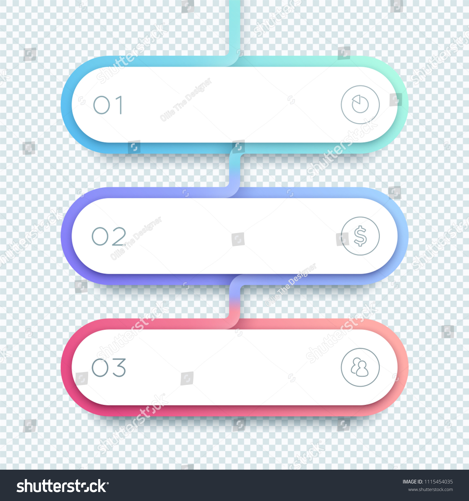 Vector 3 Step Gradient 3d Shapes Stock Vector (Royalty Free) 1115454035