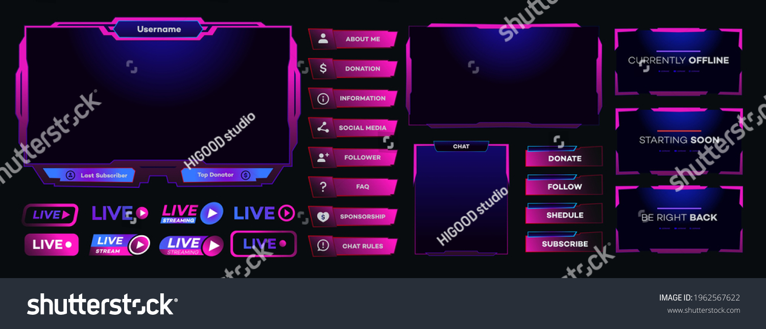 Vector Streaming Screen Panel Overlay Game Stock Vector (Royalty Free ...