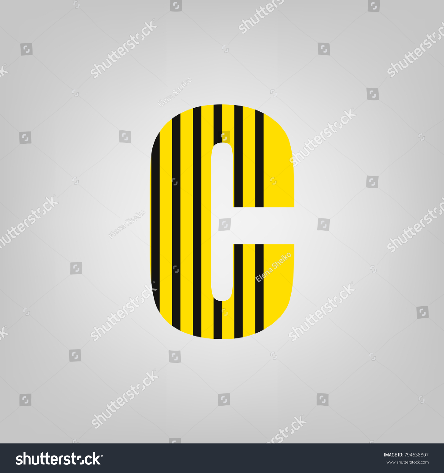 Vector Stripped Alphabet Letter Cgray Gradient Stock Vector (Royalty ...