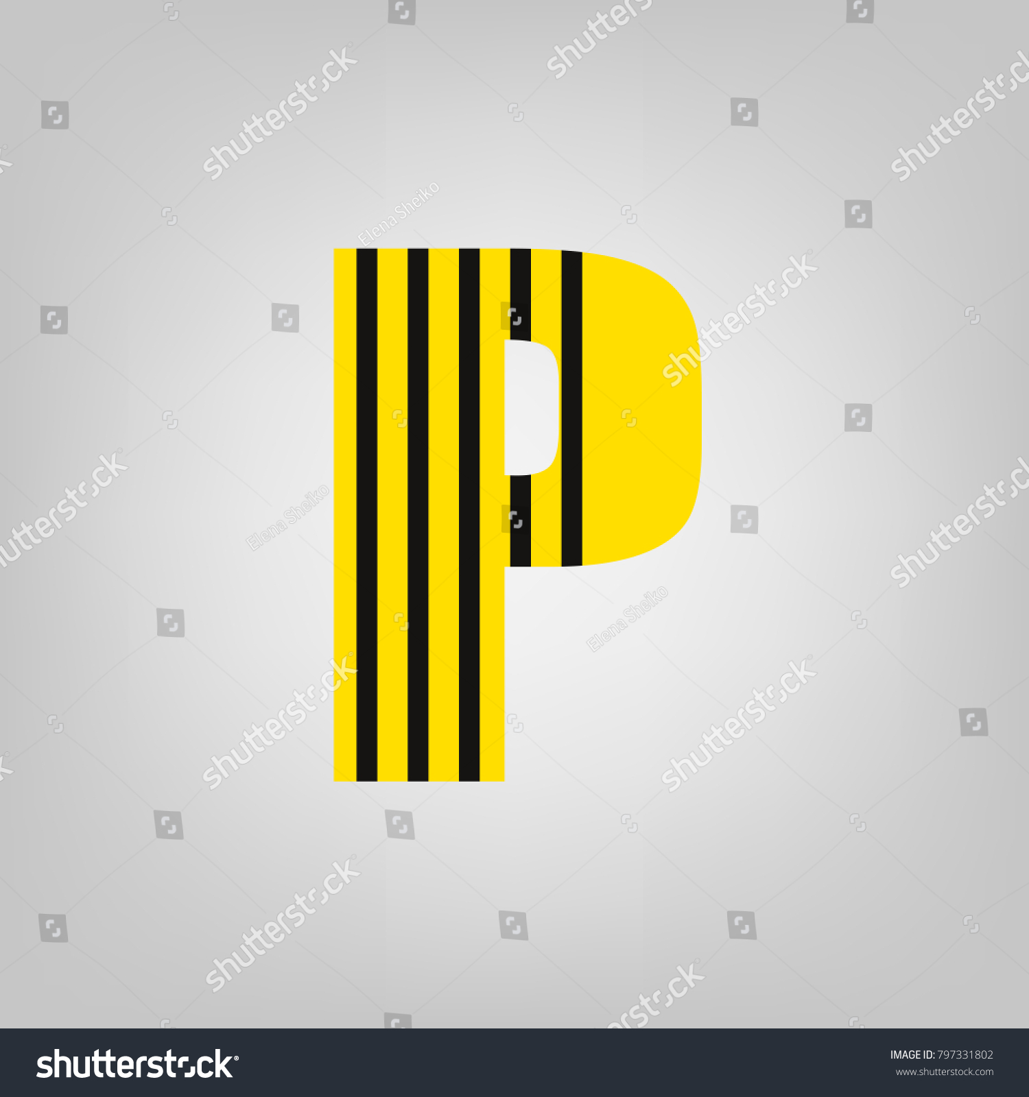 Vector Stripped Alphabet Letter Pgray Gradient Stock Vector (Royalty ...