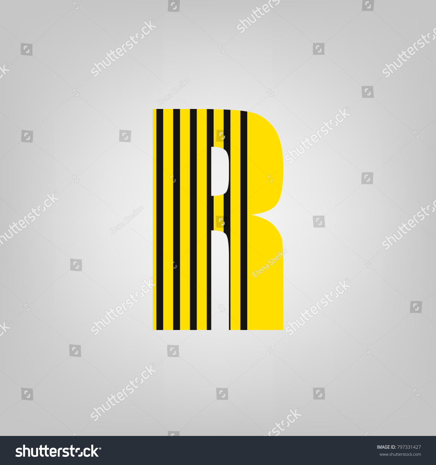 Vector Stripped Alphabet Letter Rgray Gradient Stock Vector (Royalty ...