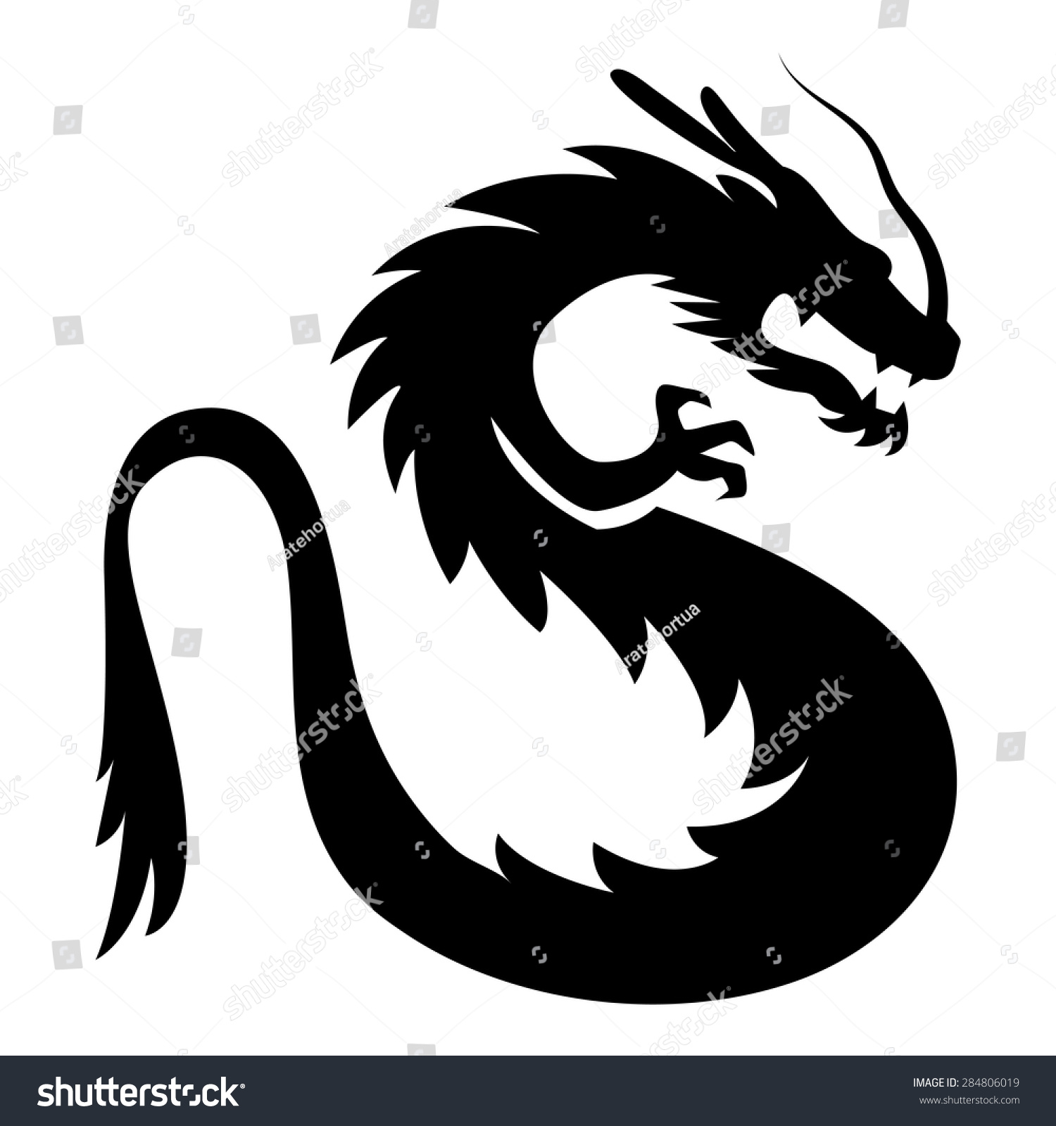 Vector Stylized Dragon Illustration Isolated On Stock Vector (Royalty ...