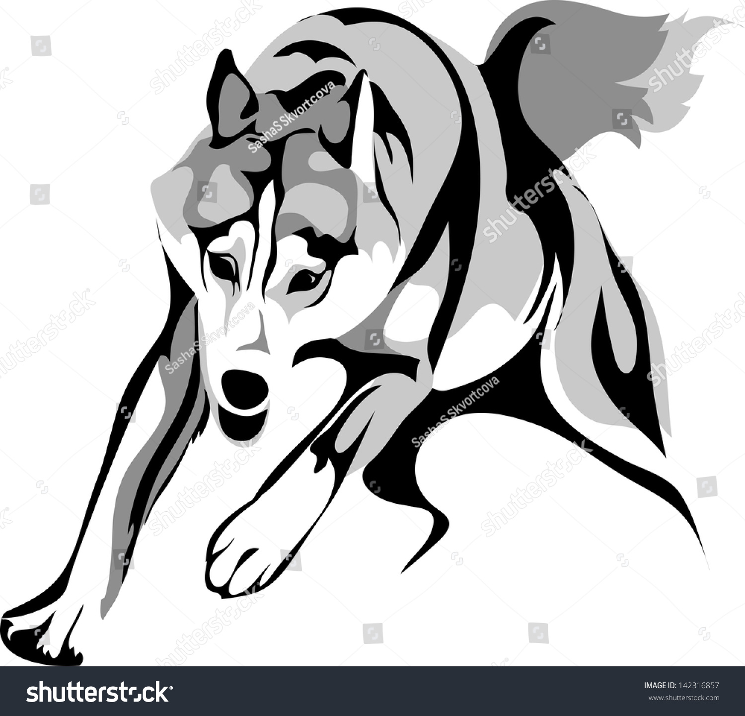 Vector Stylized Image Wolf Attacking Stock Vector (Royalty Free ...