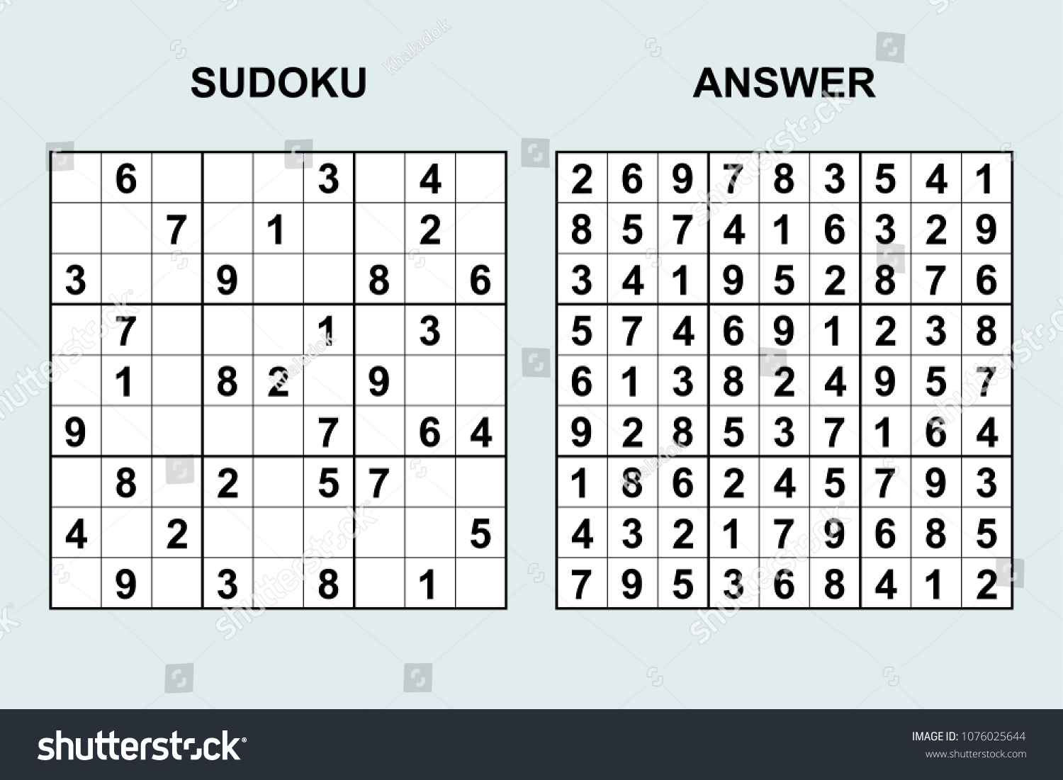 Vector Sudoku Answer 140 Puzzle Game Stock Vector (Royalty Free ...