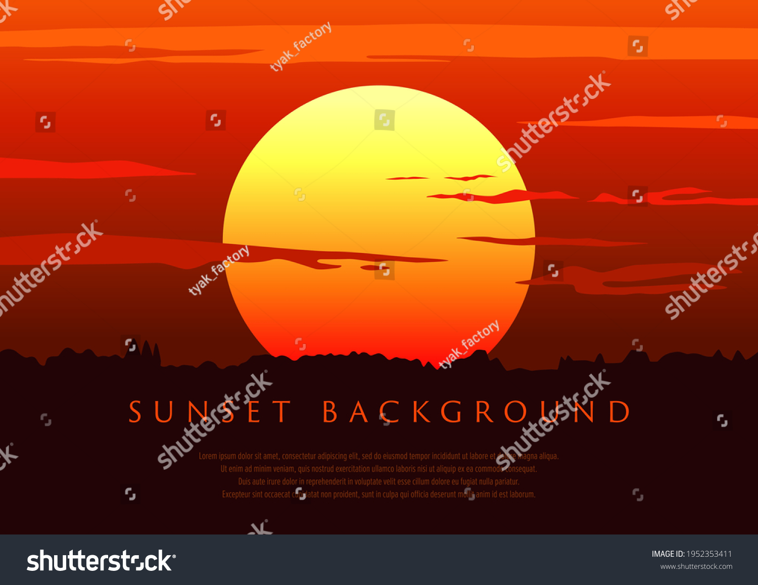 Vector Sunset Background Free Space Bottom Stock Vector (Royalty Free ...