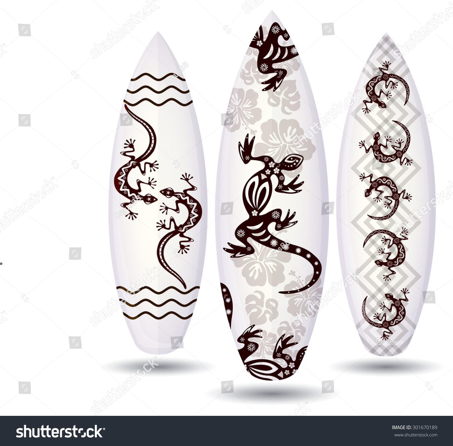 Vector Surf Boards Tattoo Lizards Design Stock Vector (Royalty Free ...