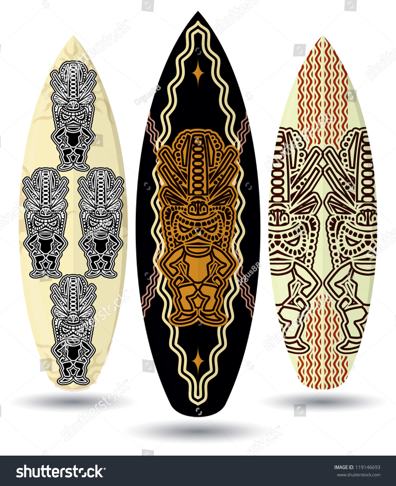 Vector Surf Boards Tiki Mask Design Stock Vector (Royalty Free ...