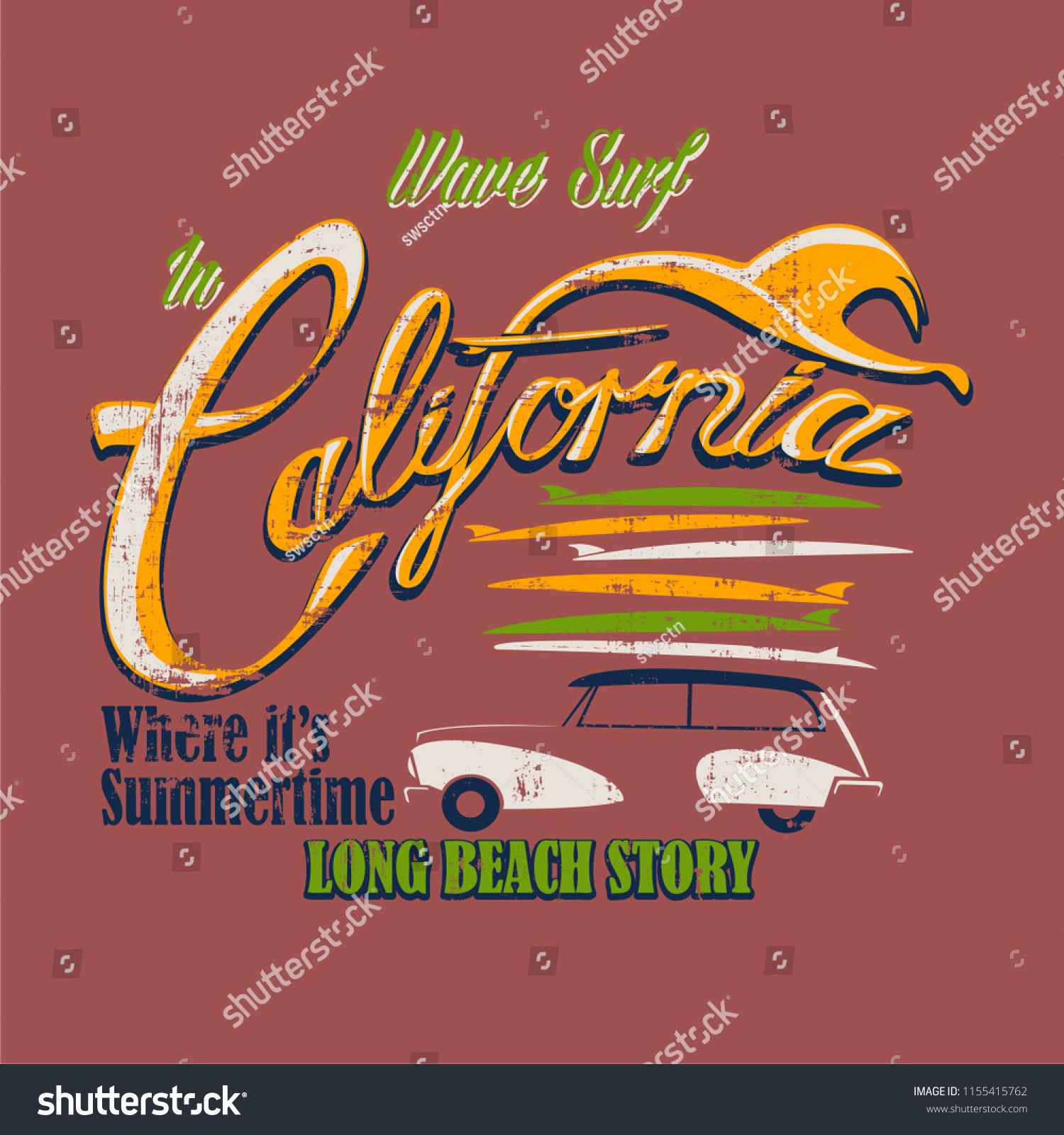 Vector Surf Car Illustration Stock Vector (Royalty Free) 1155415762