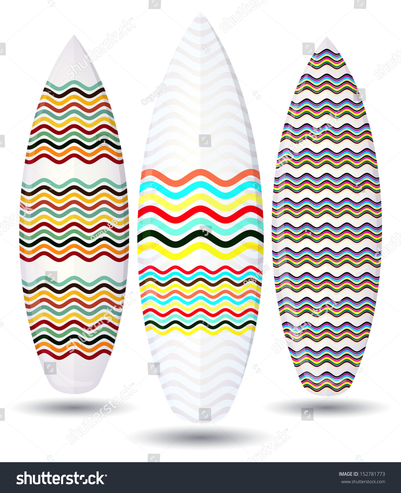 Vector Surfboards Design Waves Stripes Design Stock Vector (Royalty ...