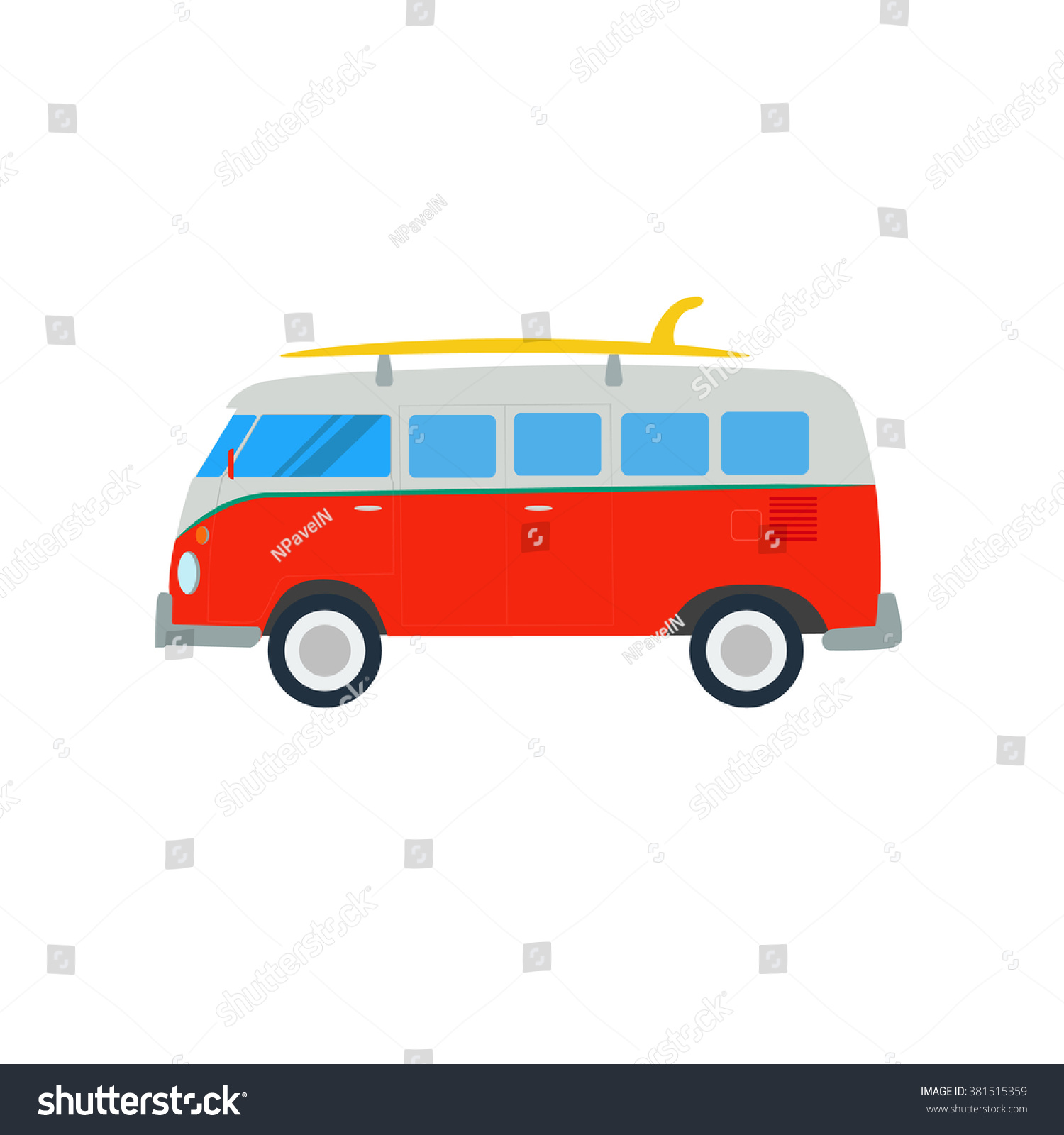 Vector Surfer Van Illustration Isolated On: เวกเตอร์สต็อก (ปลอดค่า ...