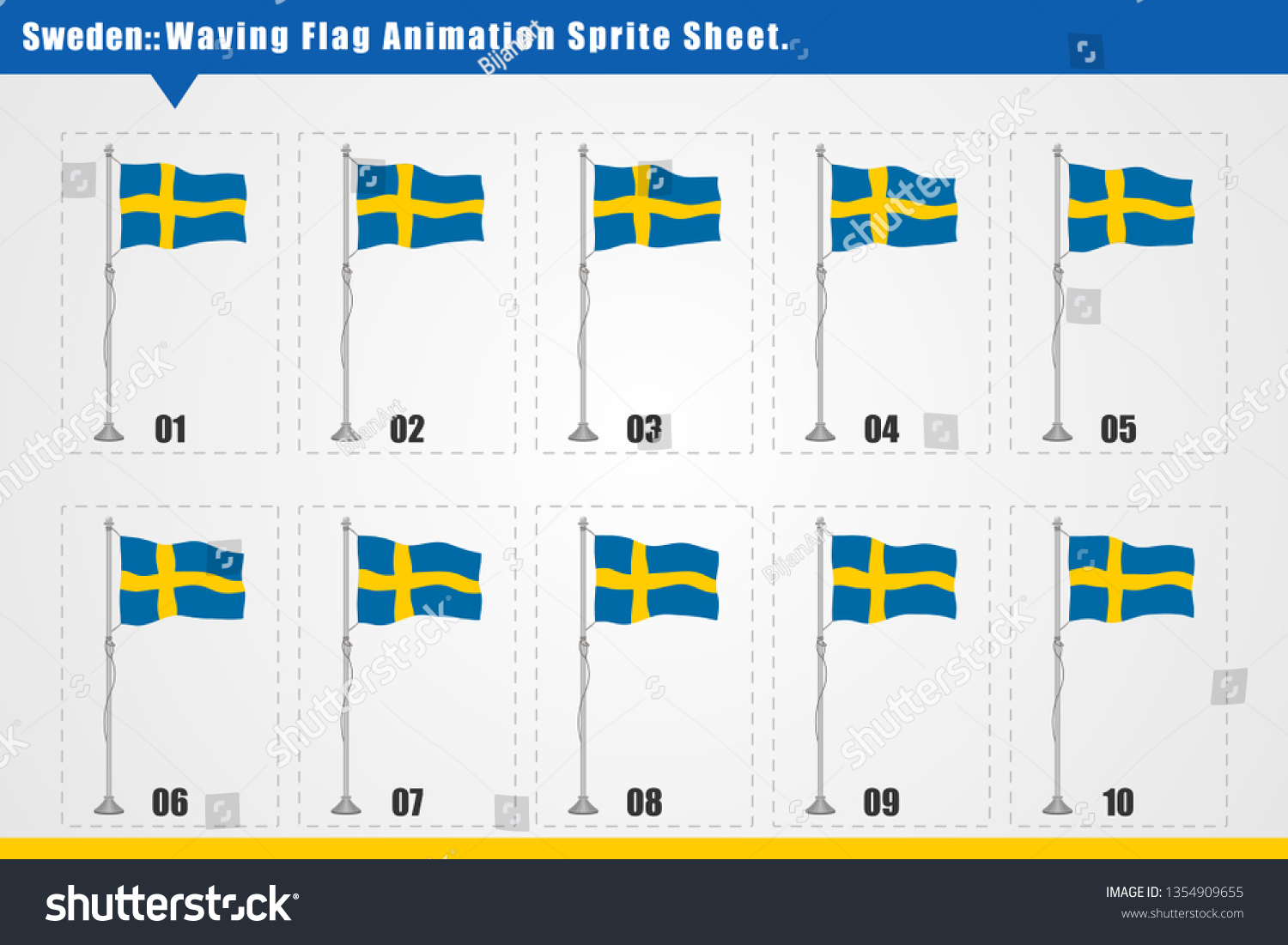 Vector Sweden Waving Flag Animation Sequence: vector de stock (libre de ...