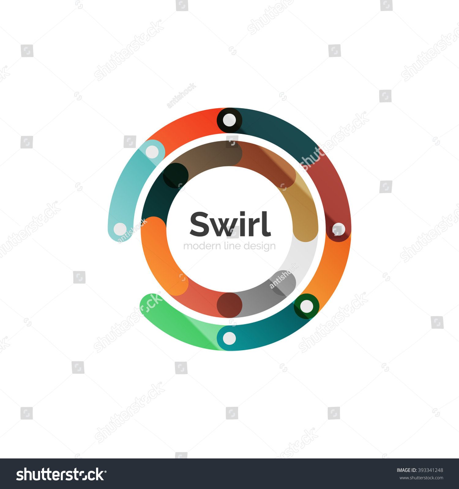 Vector Swirl Circle Logo Linear Flat Stock Vector (Royalty Free ...