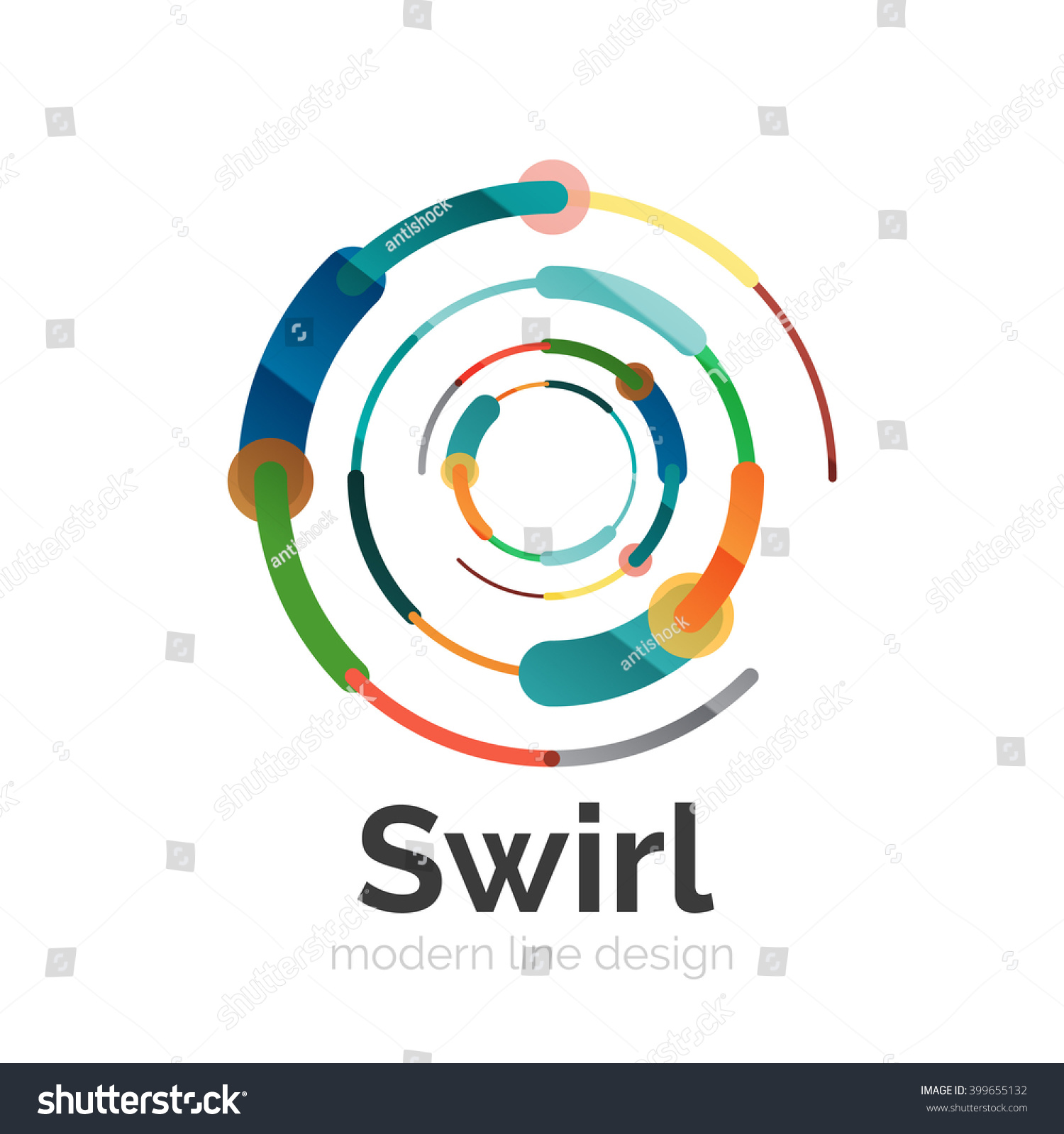 Vector Swirl Circle Logo Linear Flat Stock Vector (Royalty Free ...