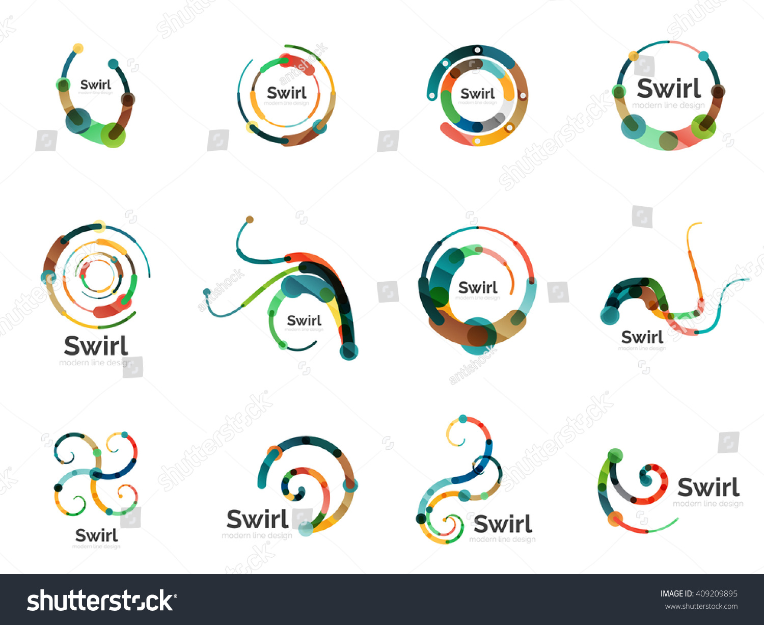 Vector Swirl Circle Logo Set Linear Stock Vector (Royalty Free ...