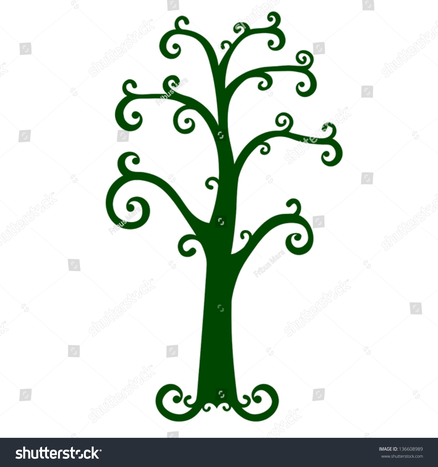 Vector Swirly Tree Silhouette Isolated: เวกเตอร์สต็อก (ปลอดค่าลิขสิทธิ์ ...