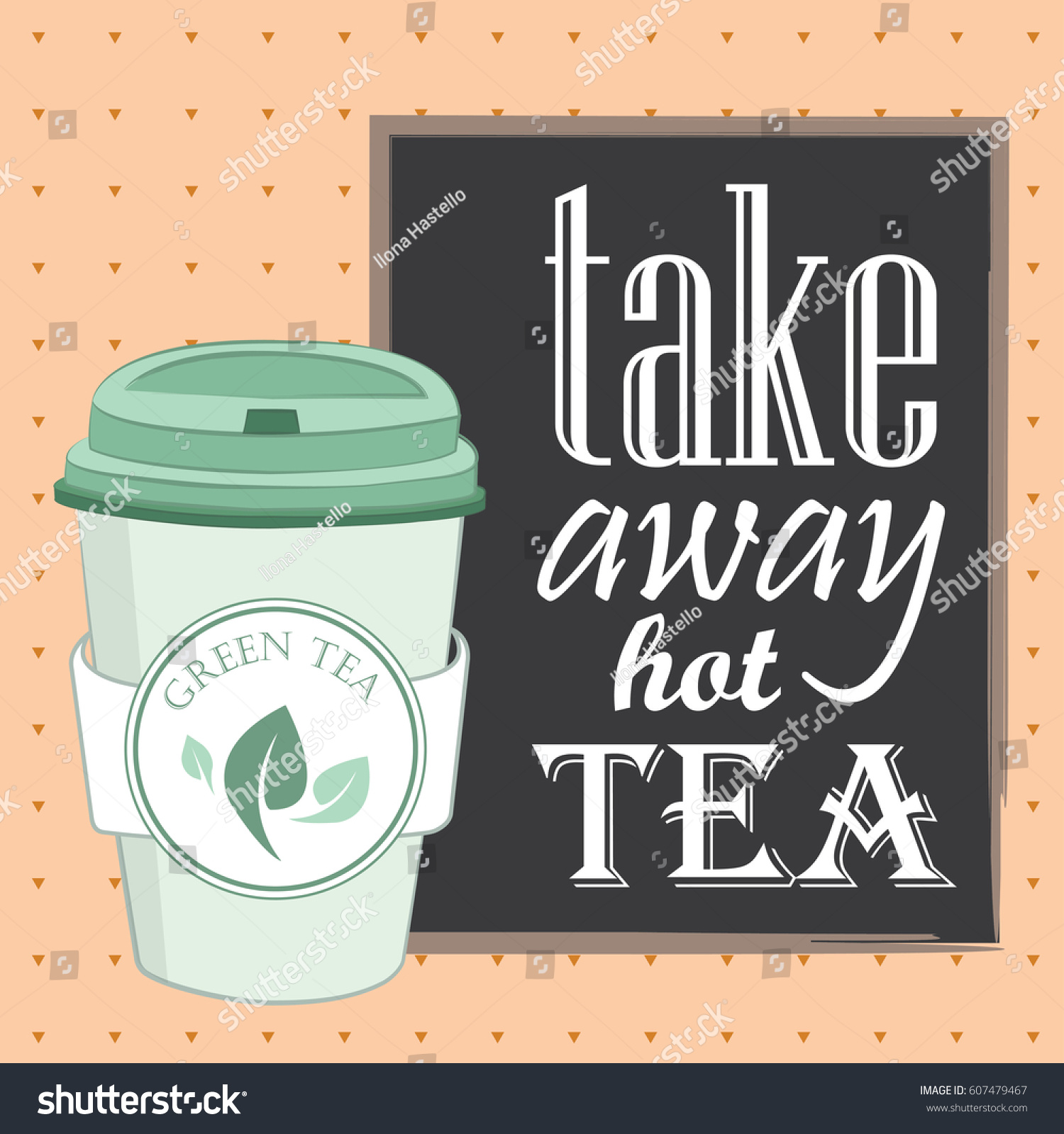 Vector Take Away Tea Poster Stock Vector (Royalty Free) 607479467