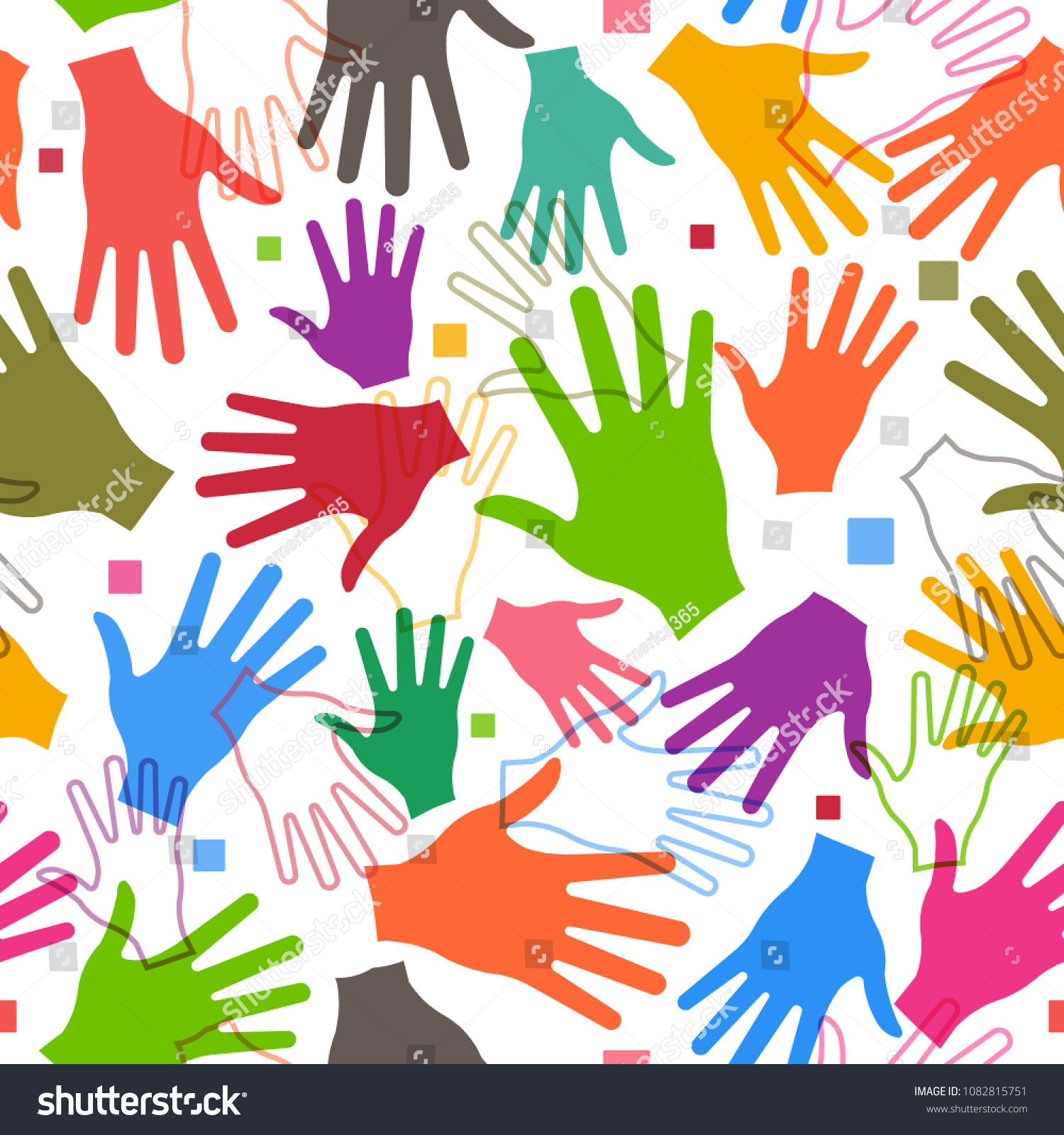 Vector Teamwork Happy Hands Seamless Pattern Stock Vector (Royalty Free ...