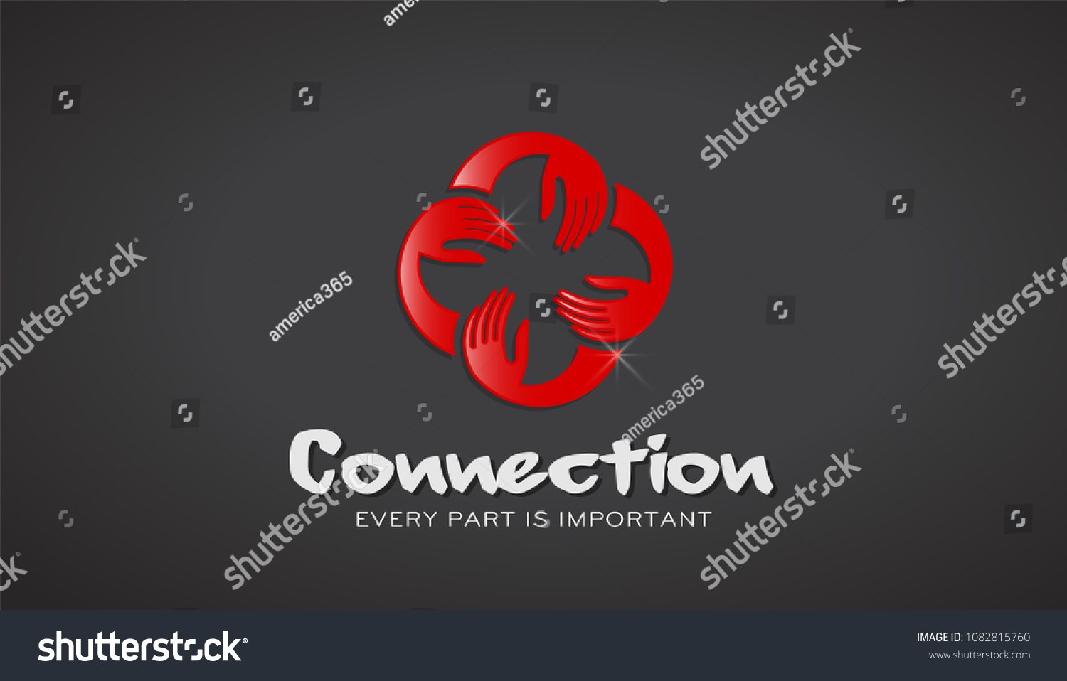 Vector Teamwork Red Color Hands Logo Stock Vector (Royalty Free) 1082815760