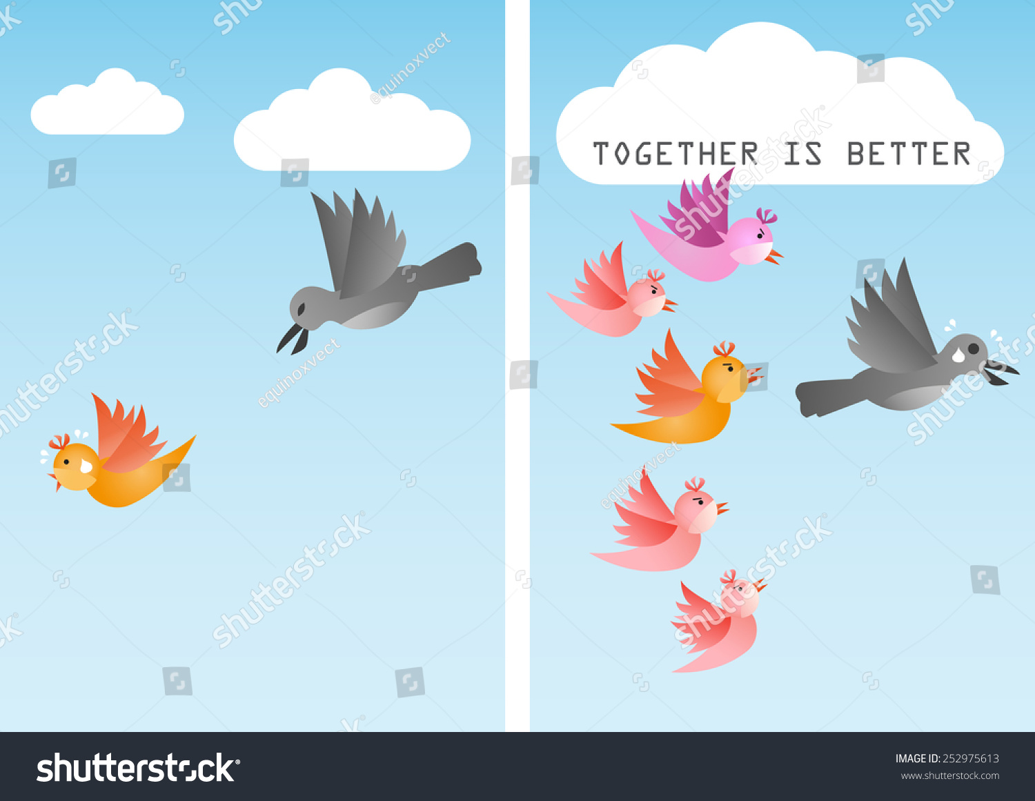 Vector Teamwork Unity Strength Bird Illustration: vector de stock ...