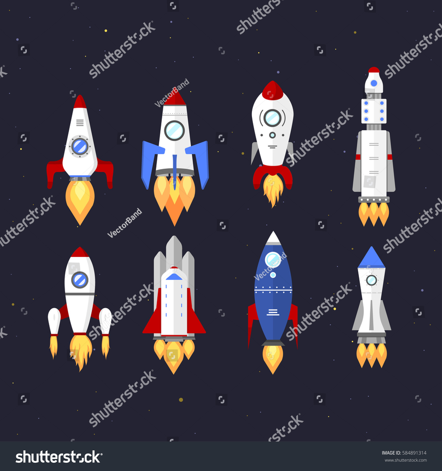 Vector Technology Ship Rocket Cartoon Design Stock Vector (Royalty Free ...