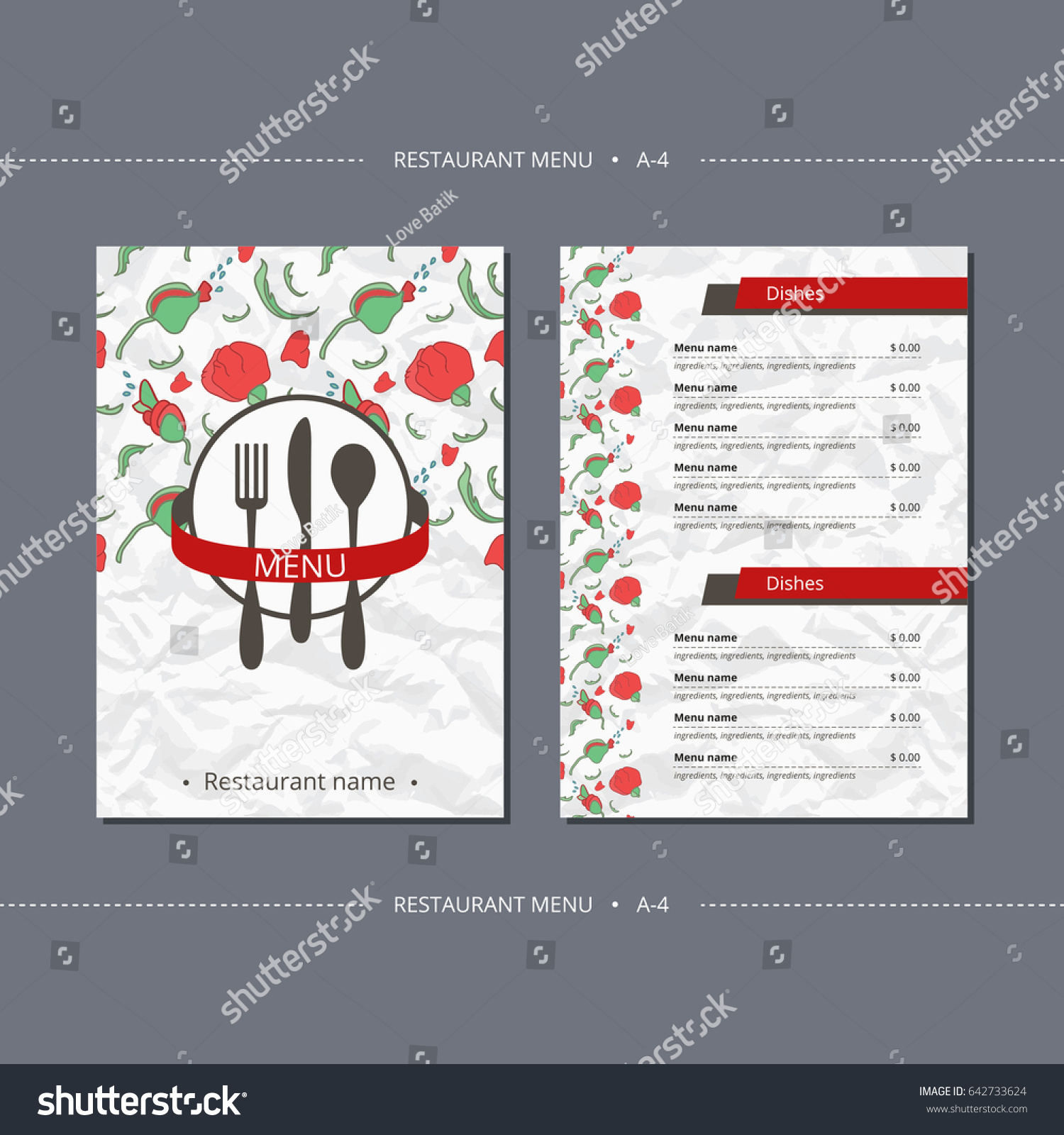 Vector Template Restaurant Menu Red Poppy Stock Vector (Royalty Free ...