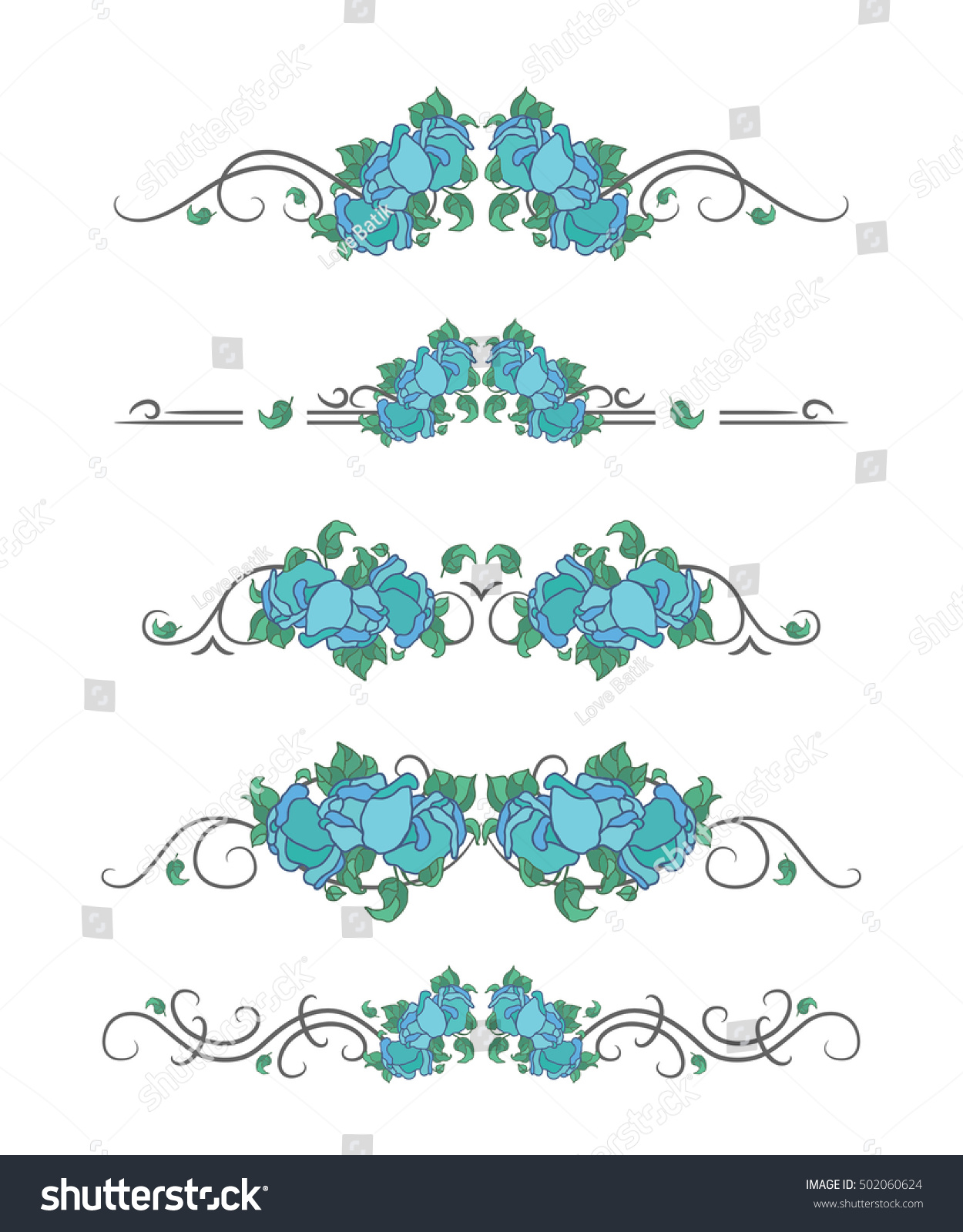 Vector Text Dividers Blue Roses Stock Vector (Royalty Free) 502060624 ...