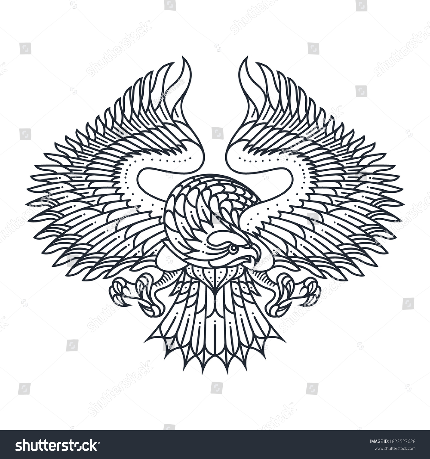 Vector Eagle Flaps Wings Line Art Stock Vector (Royalty Free ...