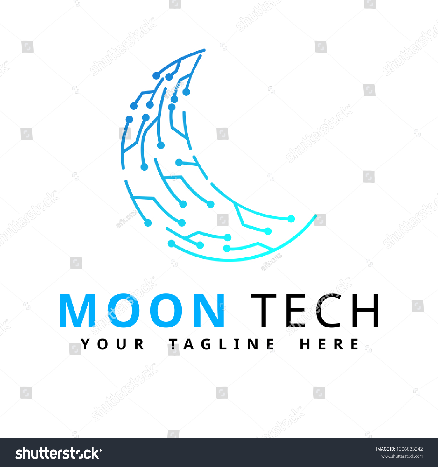 Vector Moon Tech Logo Design Template: vector de stock (libre de ...